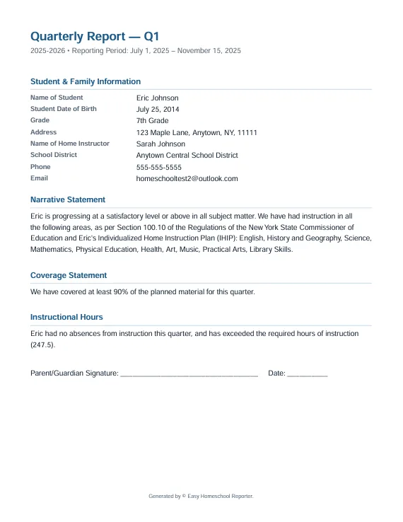 Easy Homeschool Reporter | NY Homeschool Reports Made Simple